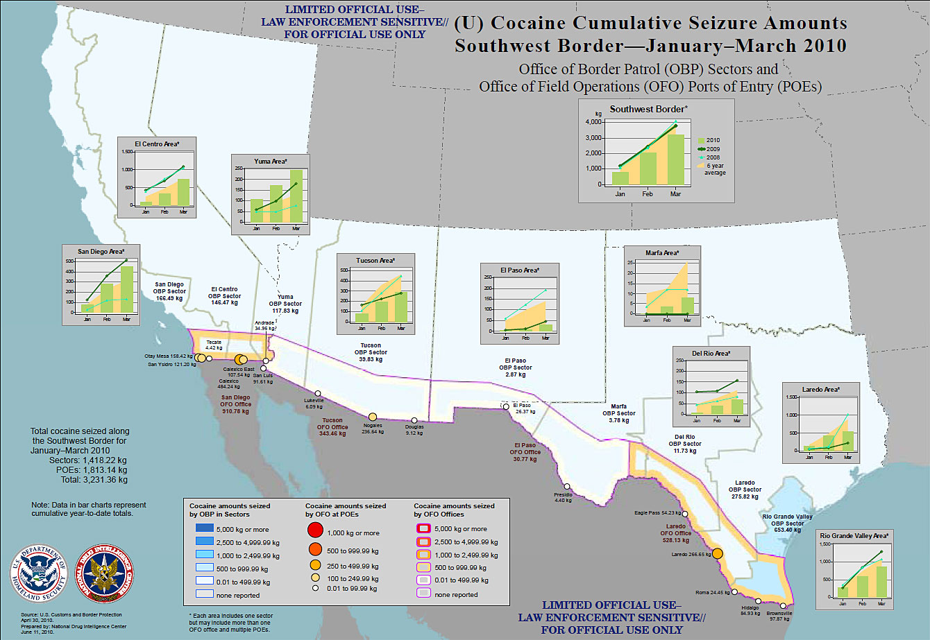 (U) Appendix A. Maps - Monthly Drug Summary: Southwest Border Drug ...